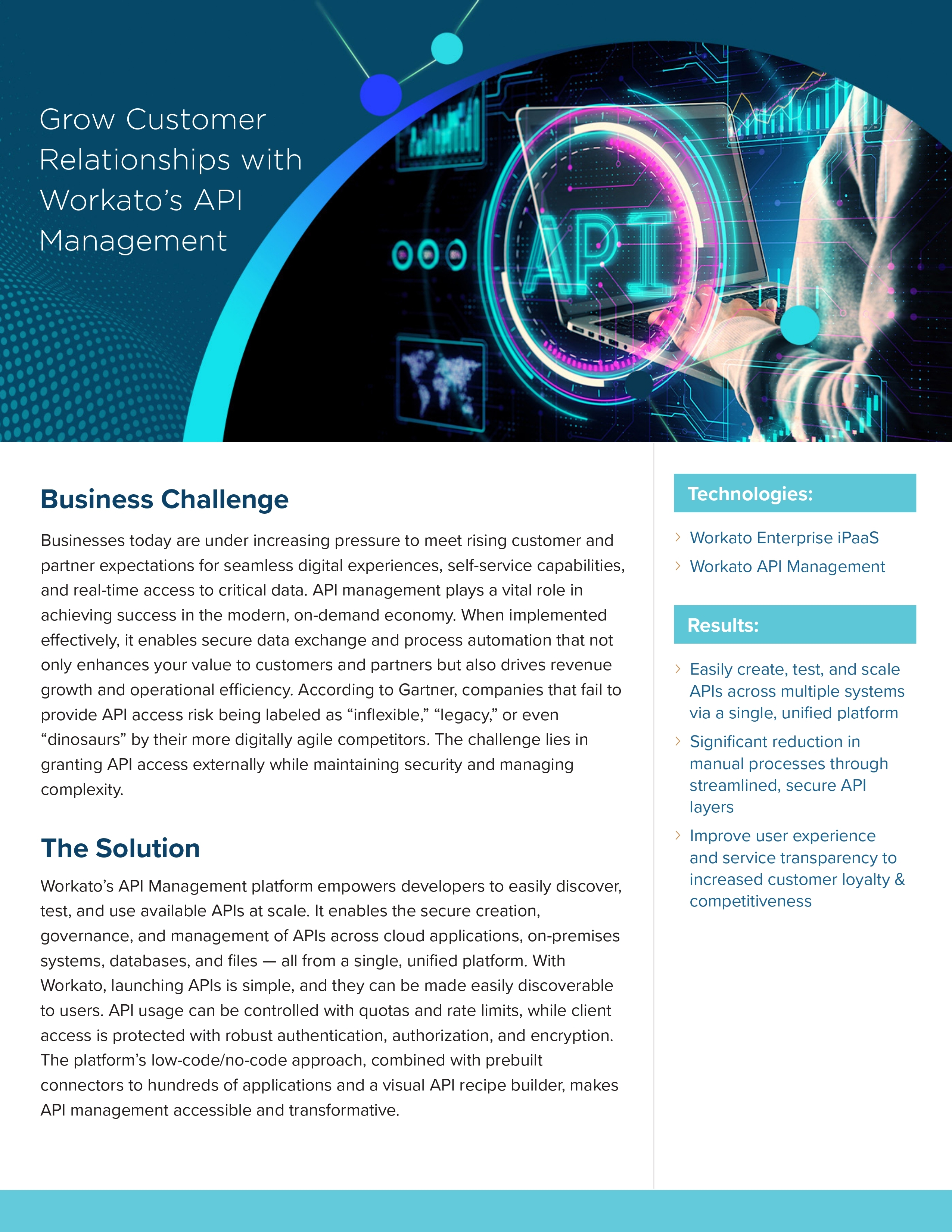 Data Sheet: Grow Customer Relationships with Workato’s API Management